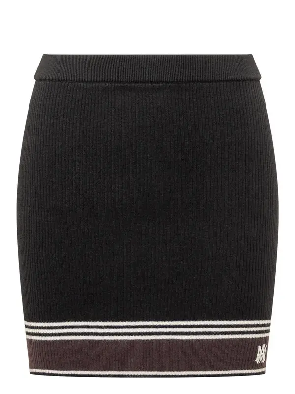 Amiri Ribbed Mini Skirt With Contrast Hem - Black