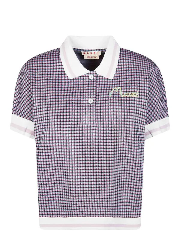 Marni Check Embroidery Polo Top - Rosa