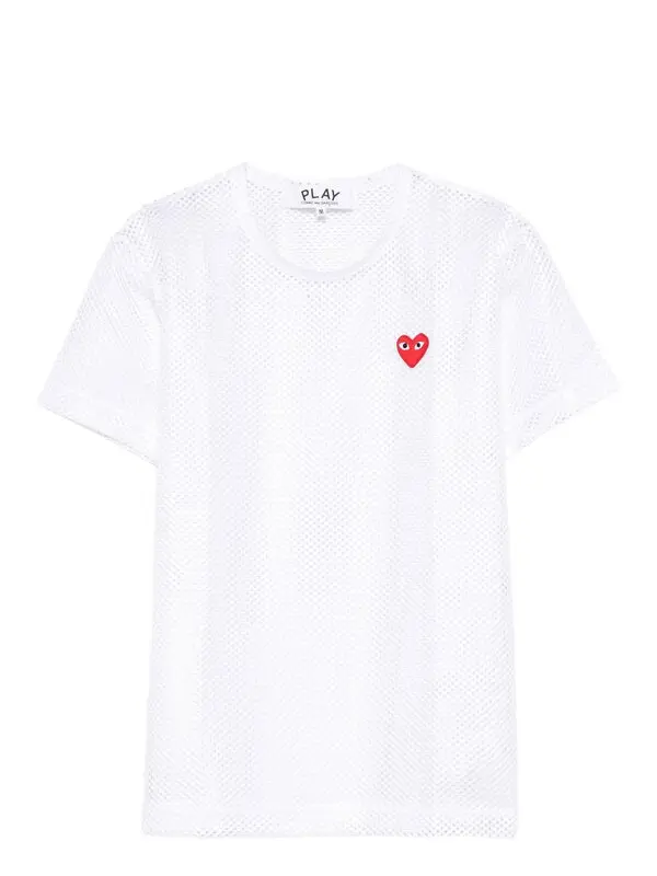 Play Comme Des Garcon Mesh Emblem T-shirt - White