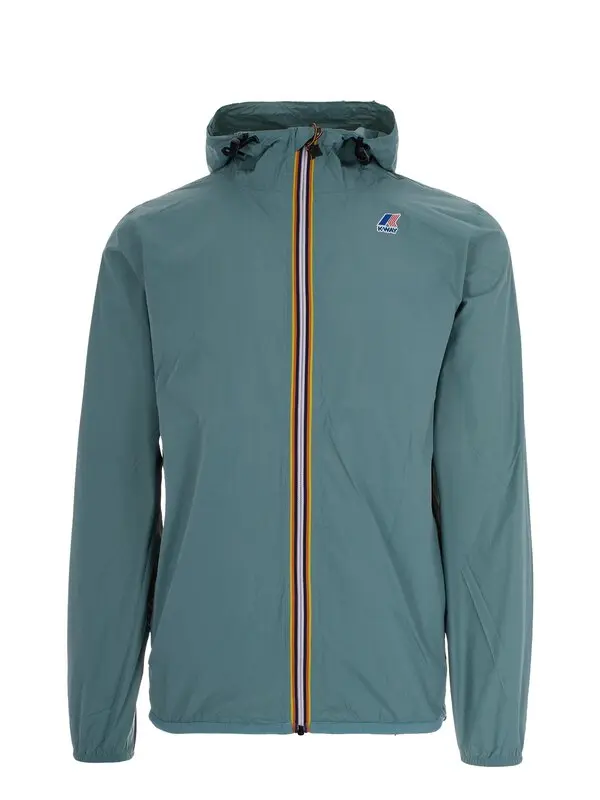 K-WAY Recycled Nylon Hooded Windbreaker - Green Mine