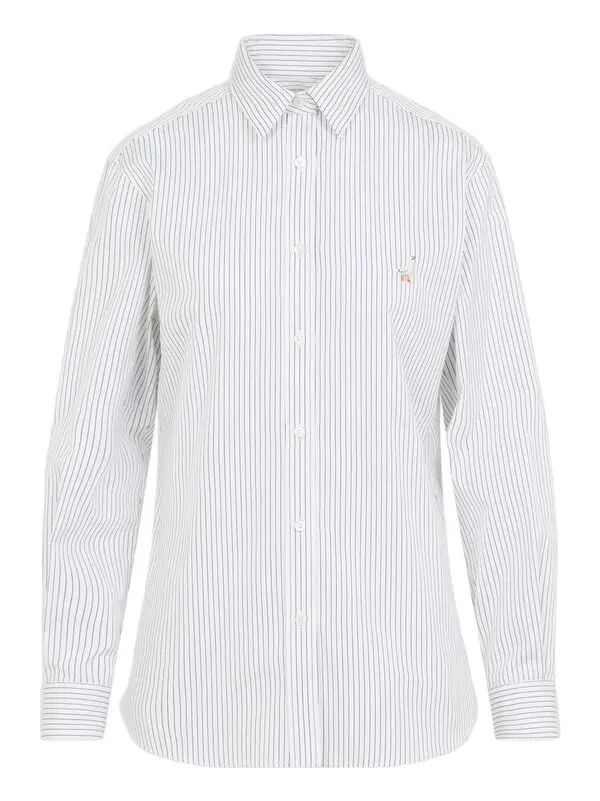 Moschino Chic Cotton Shirt With Classic Collar And Striped Pattern - White