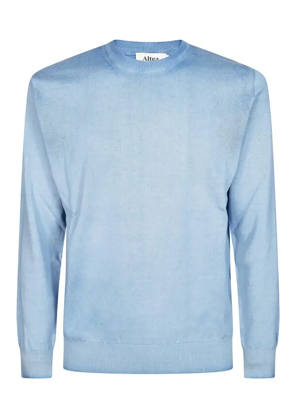 Altea Fine Knit Crew Neck Sweater - Azzurro