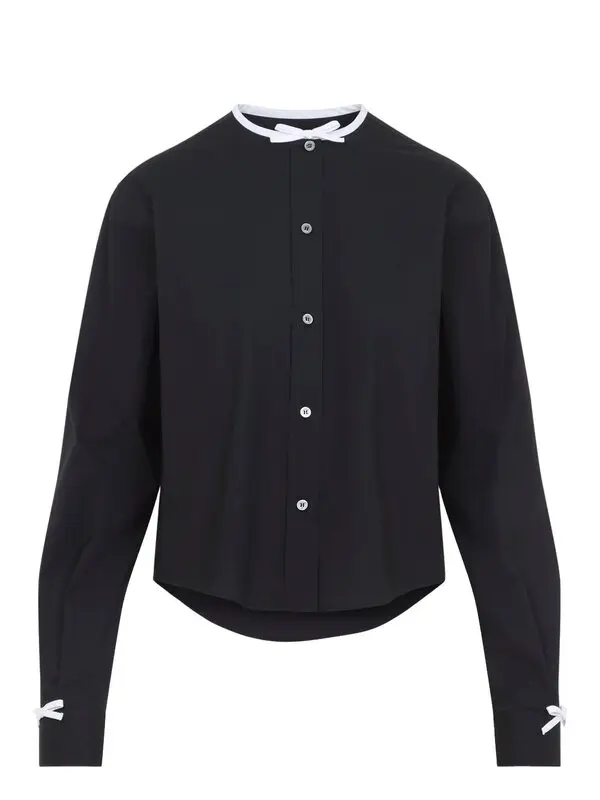 Moschino Cotton Blend Band Collar Shirt - Black