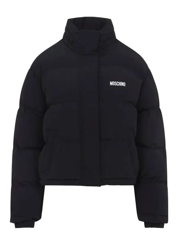 Moschino Padded Down Jacket With Stand Collar - Black