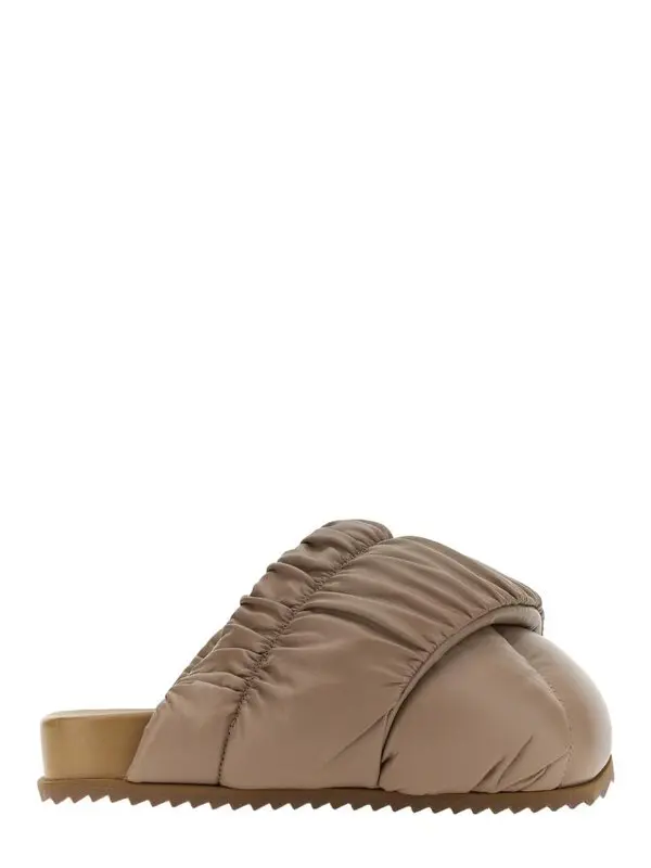YUME YUME Gathered Padded Slides With Rubber Sole - Beige