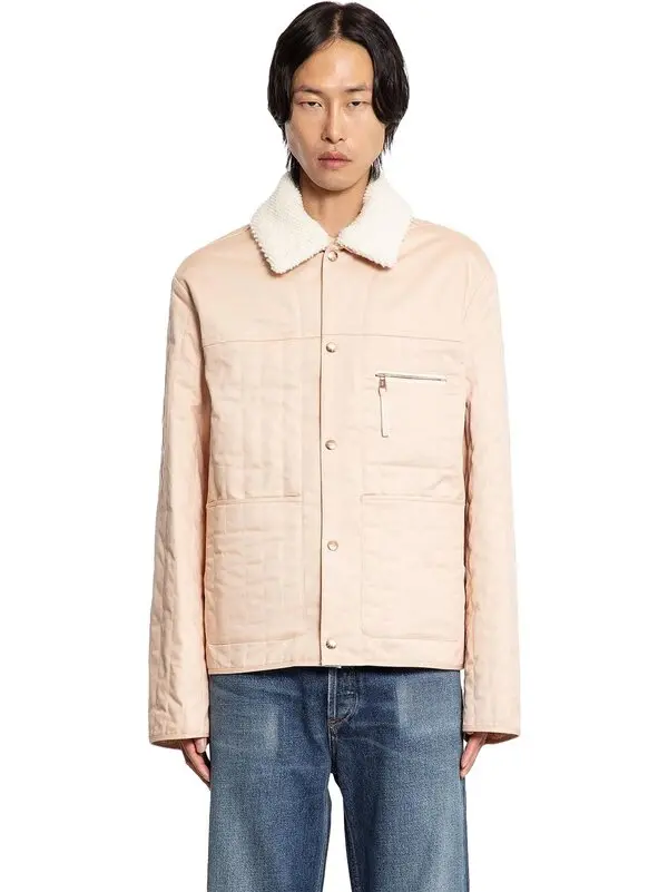 Moncler Kishus Quilted Jacket With Shearling Collar Fw25 - Peach