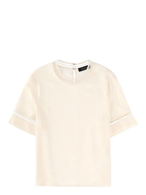 Fabiana Filippi Sheer Trim Crewneck Short Sleeve Top - Ivory
