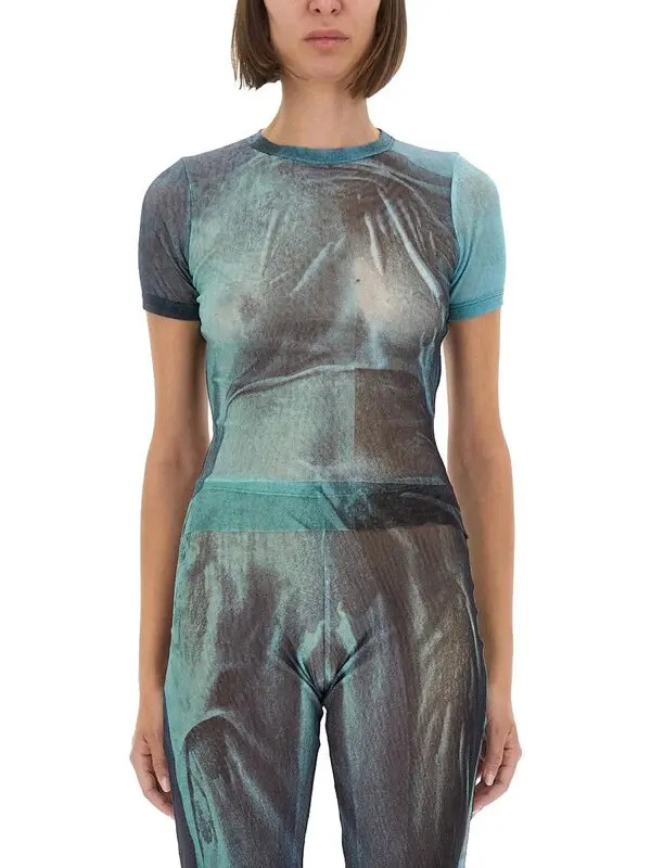 JEAN PAUL GAULTIER Water Print "baby Fit" Tee - Azure