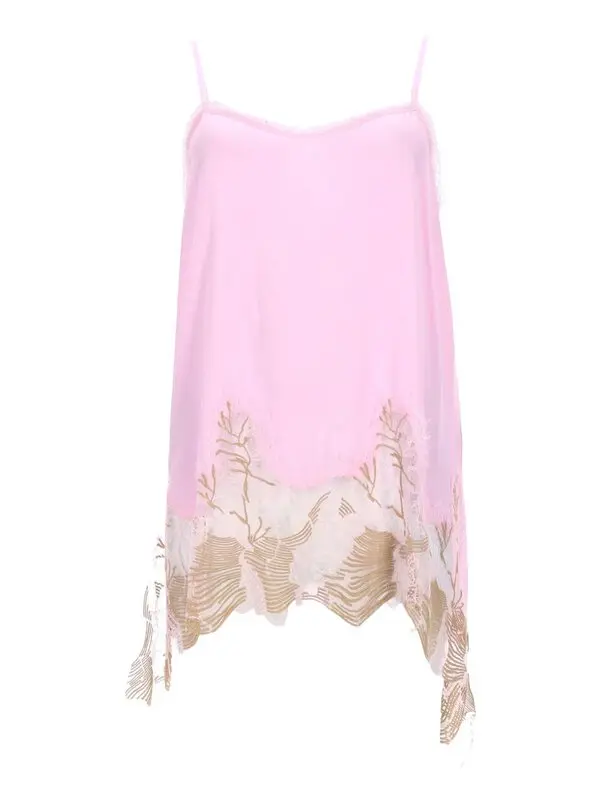 Fabiana Filippi Lace Trimmed Silk Blend Camisole - Pink