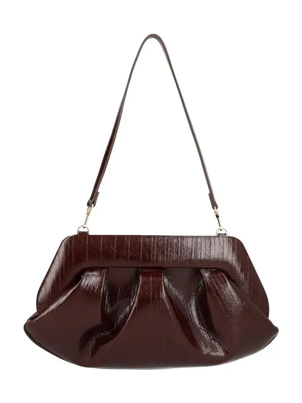 THEMOIRE Bios Gathered-effect Clutch Bag - Brown