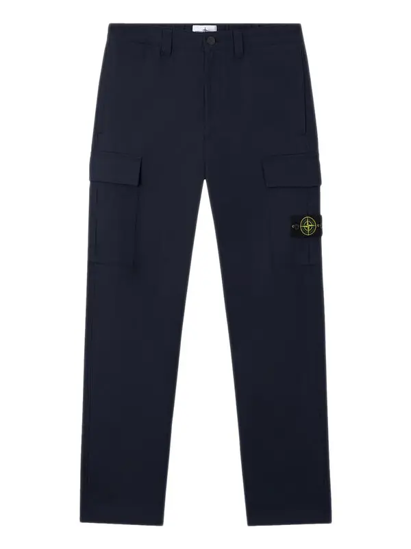 Stone Island Loose Fit Cargo Pants With Drawstring Hem - Blue