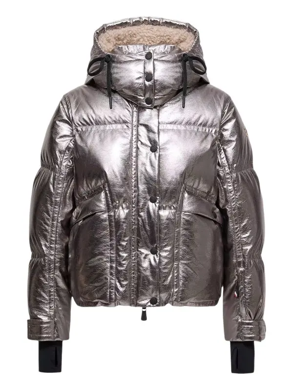Moncler Down-filled Hooded Coat With Adjustable Features - Silver