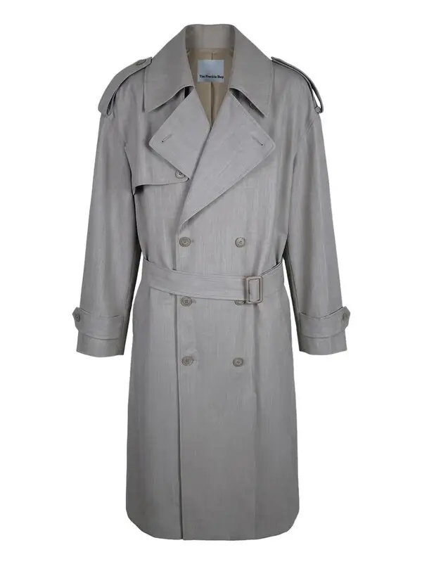 THE FRANKIE SHOP Oversized Wool Trench Jacket - Beige Melange