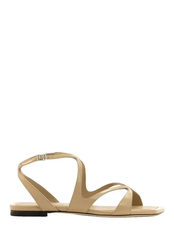 JIMMY CHOO Ayla Flat Nappa Leather Sandals - Chai