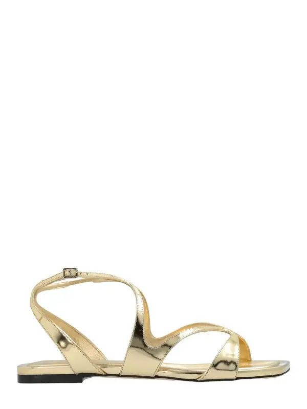 JIMMY CHOO Metallic Strappy Flat Sandals - Gold