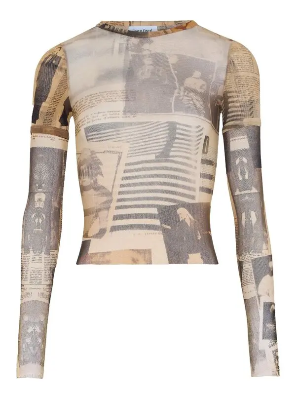 JEAN PAUL GAULTIER Long Sleeve Printed Sheer Top - Multicolour