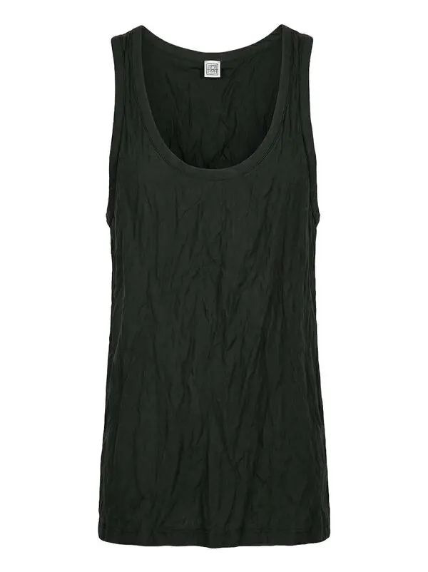 TOTEME Wrinkled Cotton Tank Top - Dark Green