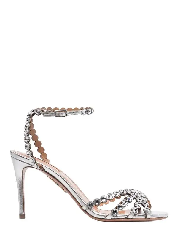 AQUAZZURA Embellished Stiletto Heeled Sandals - Silver