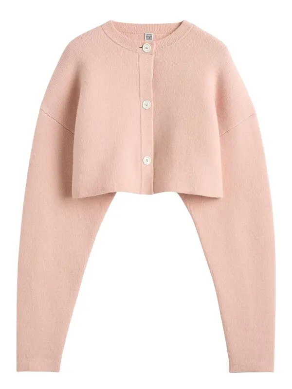 TOTEME Cropped Wool Cardigan - Pink
