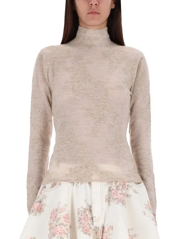 GANNI Alpaca Blend Turtleneck Sweater - Beige