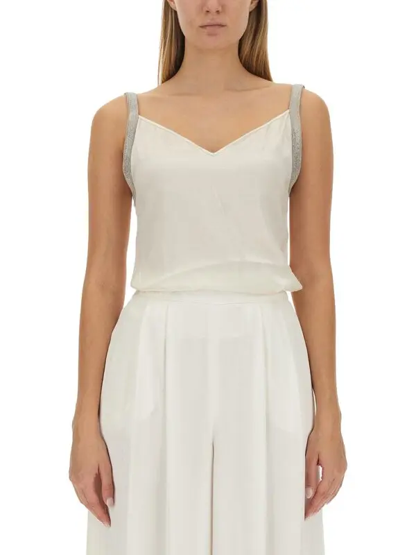 Fabiana Filippi Satin Lingerie Top - White