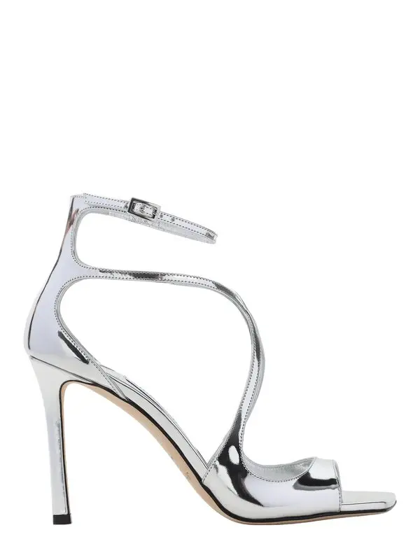 JIMMY CHOO Azia 95 Patent Leather Sandals - Metallic