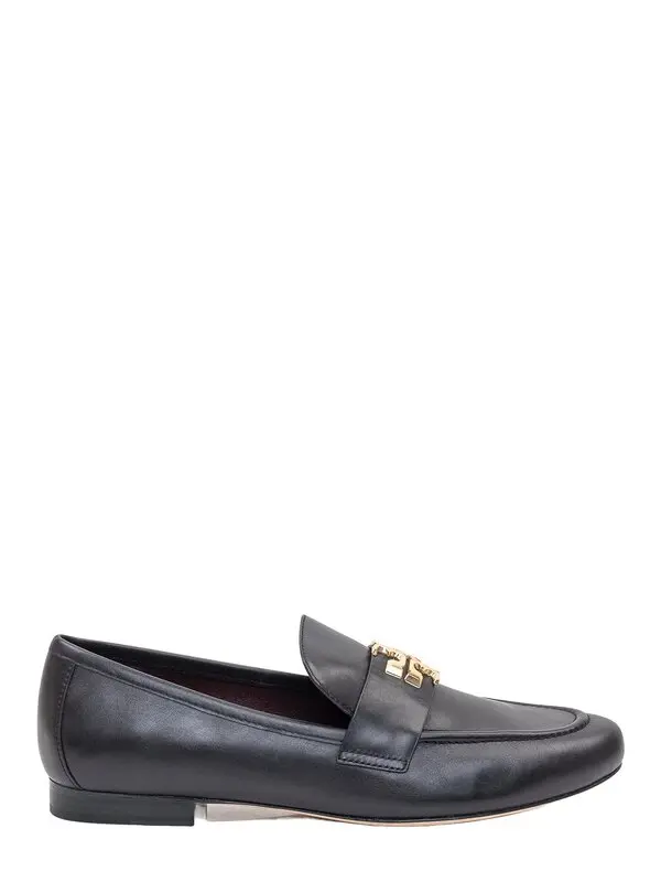 Tory Burch Flat Loafers With Gold Tone Hardware - Perfect Black