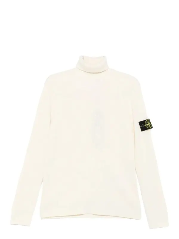 Stone Island Ribbed Turtleneck Top - Ivory