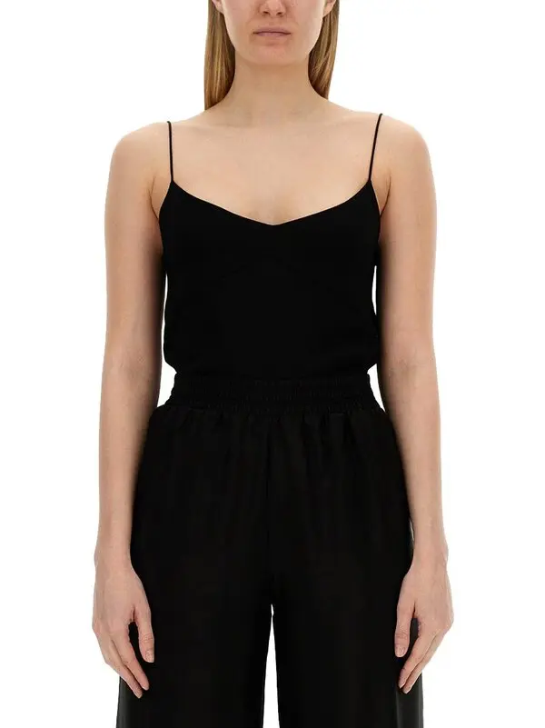 Fabiana Filippi Viscose Blend Spaghetti Strap Top - Black