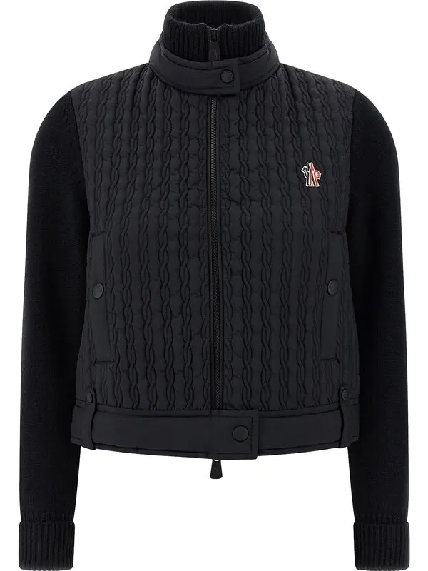 Moncler Quilted Knit Zip-up Jacket - Black