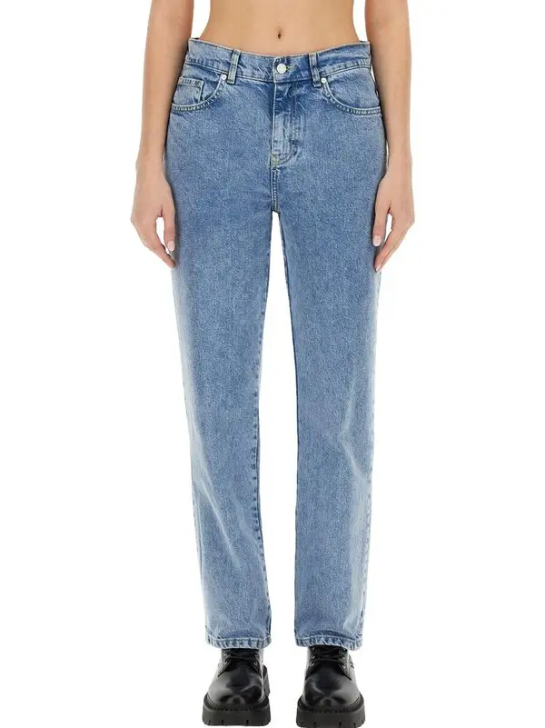 Moschino Boyfriend Fit Acid Wash Cotton Pants - Denim