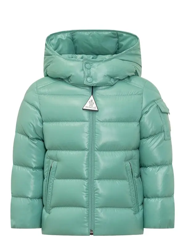 Moncler Quilted Down Jacket With Hood - Verde Acqua