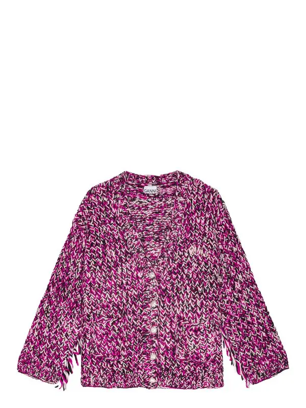 GANNI Oversized V-neck Wool Cardigan - Viola