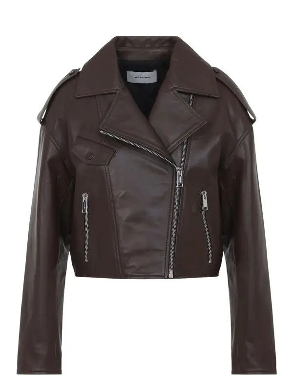 YVES SALOMON Cropped Leather Jacket - Nude & Neutrals