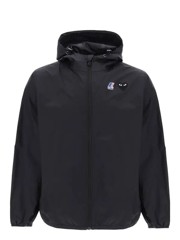 Play Comme Des Garcon Emblem Graphic Zip-up Jacket - Black