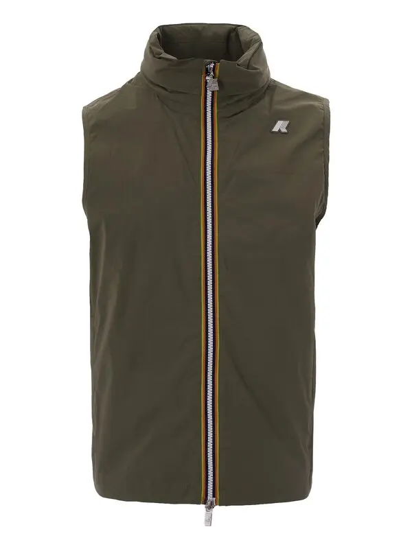 K-WAY Sleeveless Zip Front Puffer Vest - Green Lichen