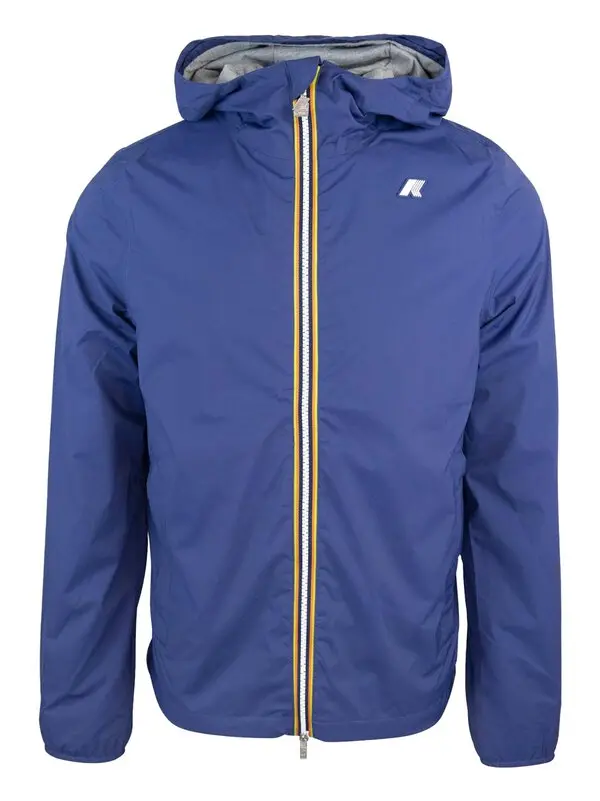 K-WAY Hooded Zip Front Windbreaker Jacket - Blue Insignia