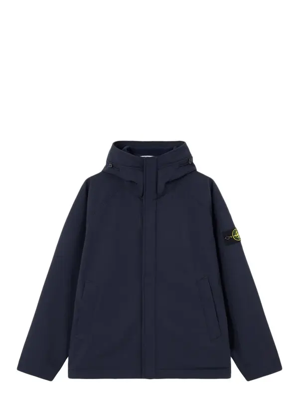 Stone Island Hooded Jacket With Drawstring And Zip Closure - Blu