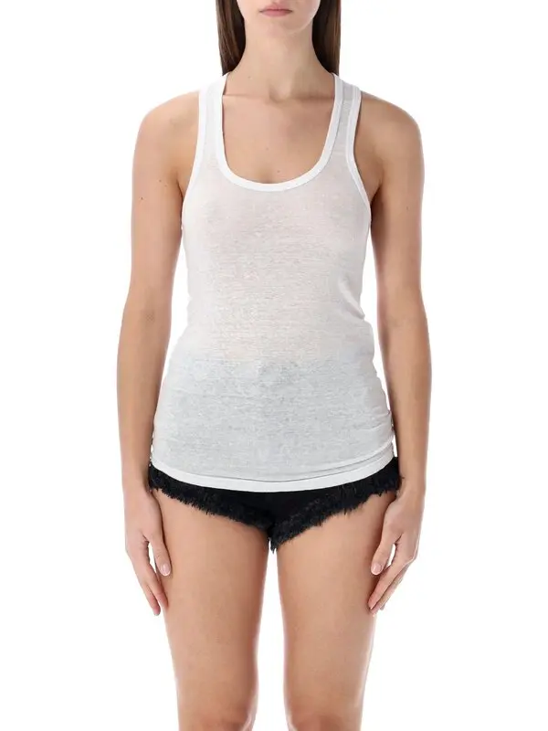 MARANT ETOILE Sleeveless Linen Tank Top - White