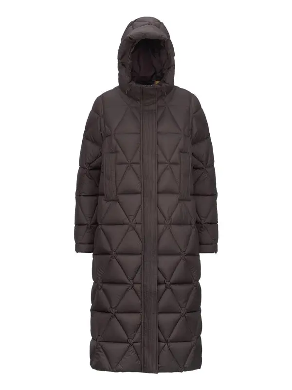 K-WAY Quilted Down Hooded Jacket - Black Olive Combo