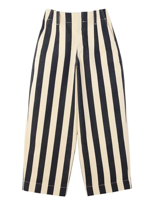 Jacquemus Mid-rise Striped Jeans With Contrast Stitching - Navy