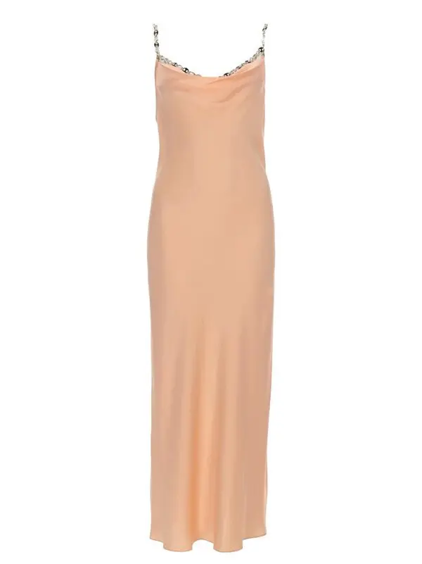 Rabanne Satin Mini Dress With Bow Detail And Chain Straps - Pink