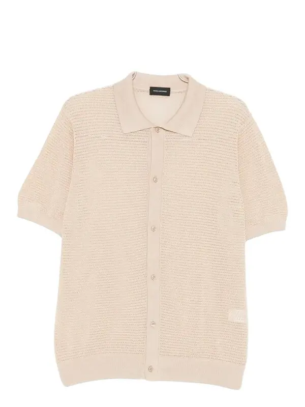 Tagliatore Knit Shirt With Button Closure And Ribbed Cuffs For - Beige