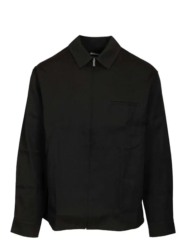 Jacquemus Structured Virgin Wool Mecano Shirt With Unique Design - Black