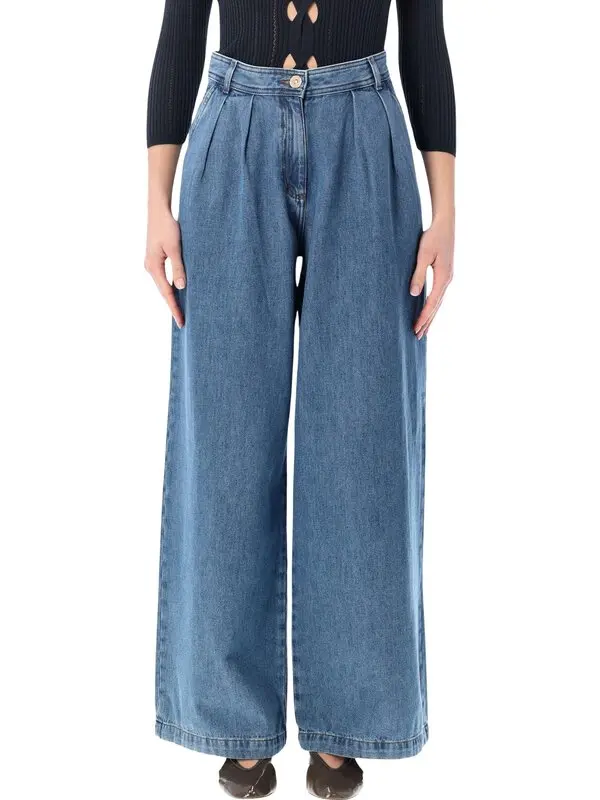 SESSUN High-waisted Wide-leg Jeans - Mid Blue