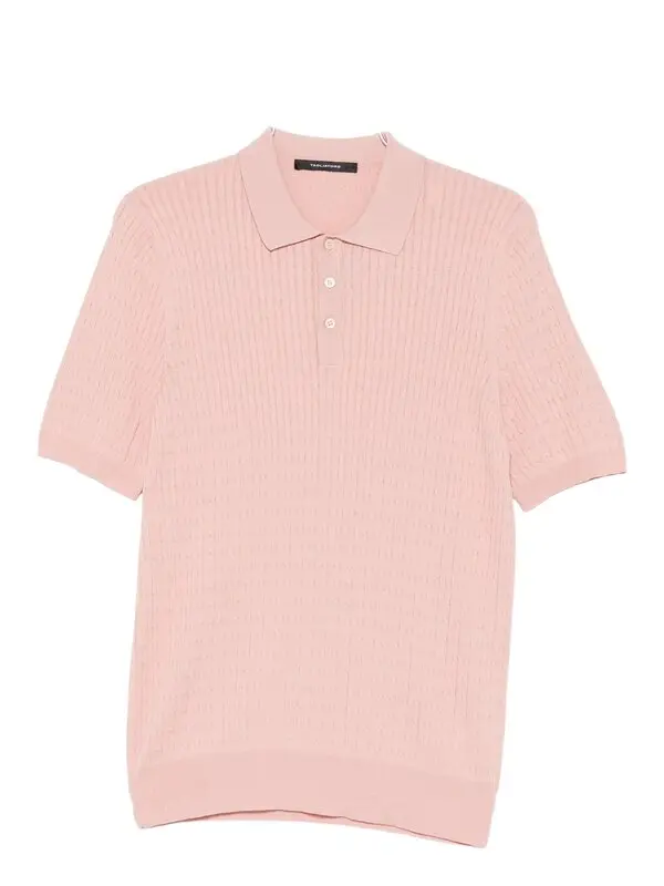 Tagliatore Cable-knit Polo Shirt With Ribbed Details - Rosa