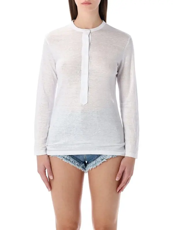 MARANT ETOILE Lucy Linen Long Sleeve T-shirt - White