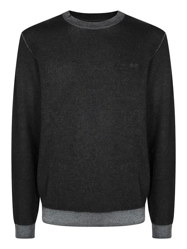 SUN 68 Mini Scoop Neck Knitted Sweater - Nero