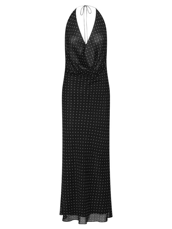 ROTATE BY BIRGER CHRISTENSEN Floral Halter Neck V-neck Chiffon Maxi Dress - Nero
