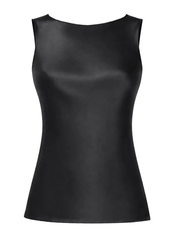 Nina Ricci Sleeveless Satin Fitted Top - Black